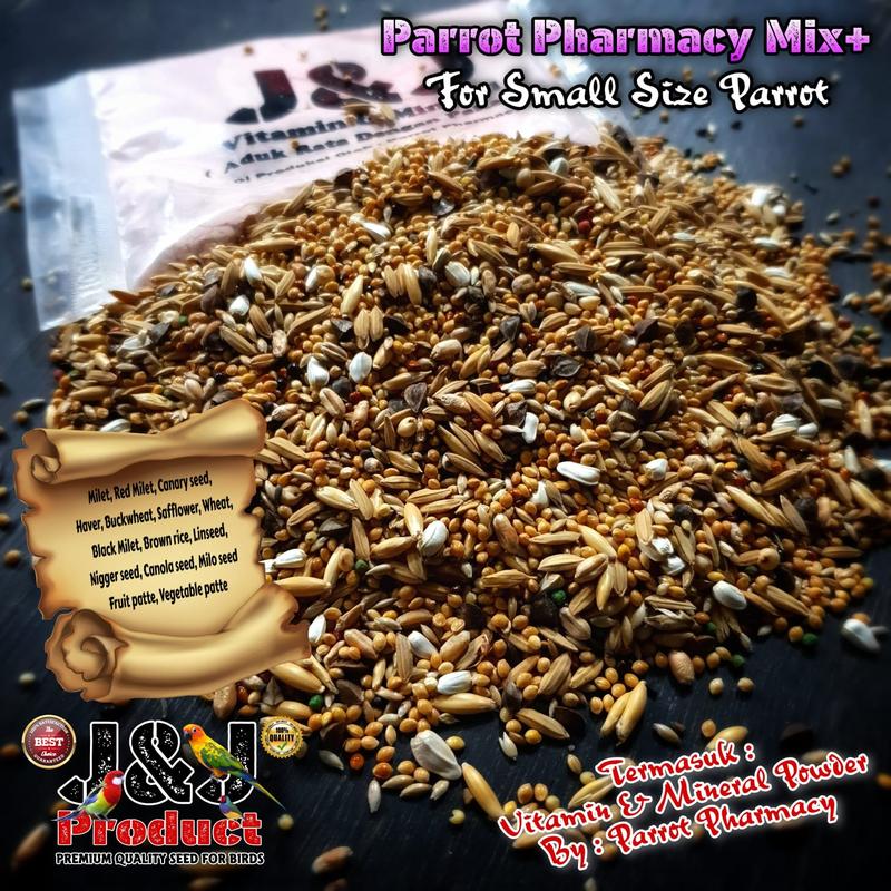 Pakan Ternak lovebird parkit falk J&J parrot pharmacy mix plus 1kg ...