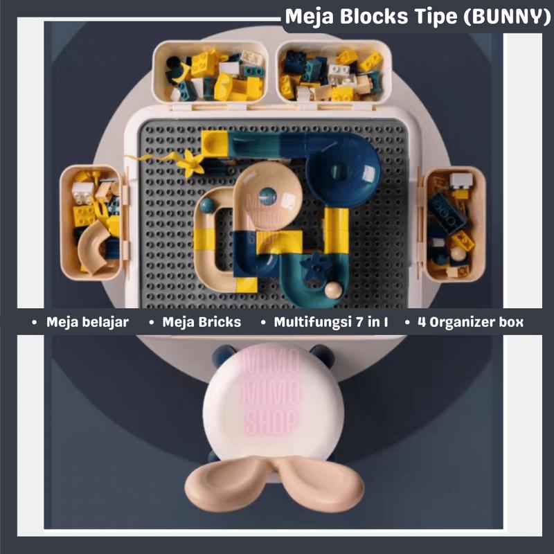 Set Meja Kursi BUNNY Brick Block - Meja Belajar Anak Multifungsi - Shop | Tokopedia