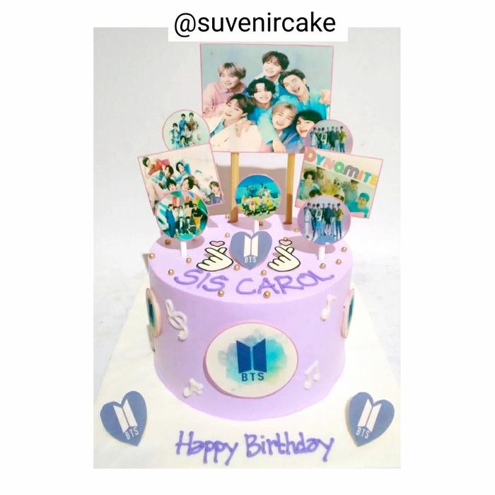 Jual cake bts/kue ulang tahun bts/bts cake/kue ultah bts - Vanila, 16cm ...