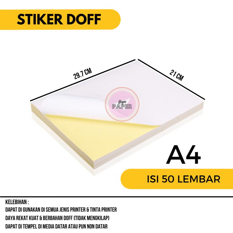 Kertas Stiker HVS A4 - 50pcs / Kertas Stiker / Sticker HVS Doff - Shop ...