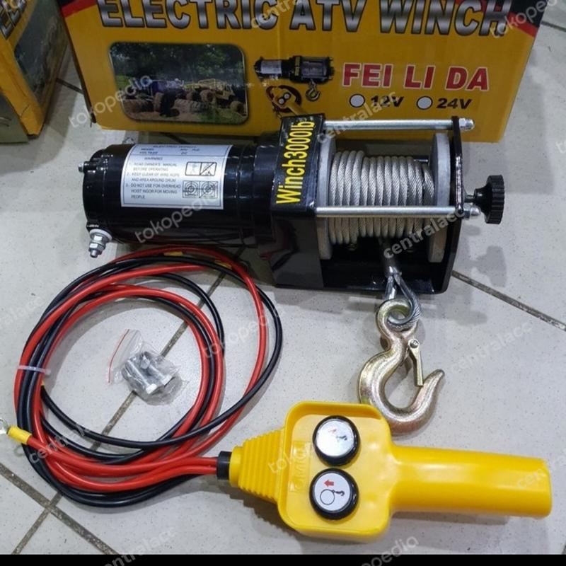 Winch Derek ATV 12 Volt Hoist 3000lb - Winch ATV 12 Volt - Shop | Tokopedia