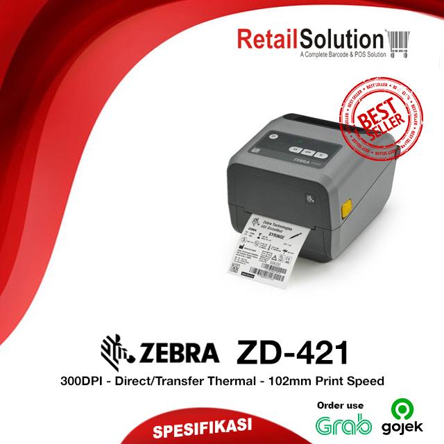Printer Barcode Label Zebra ZD421 / ZD421CN / ZD 421 300DPI 300 DPI ...