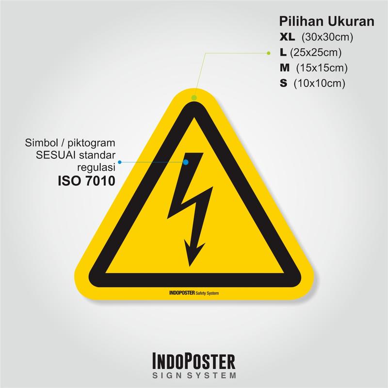 Stiker safety sign K3 standar ISO 7010 simbol listrik tegangan - Shop ...