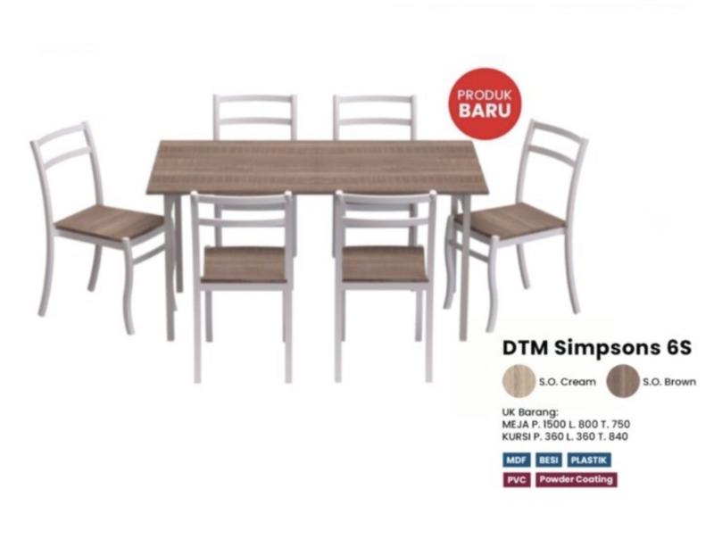Meja makan Olympic DTM 505 Simpsons 6 kursi original - Shop | Tokopedia