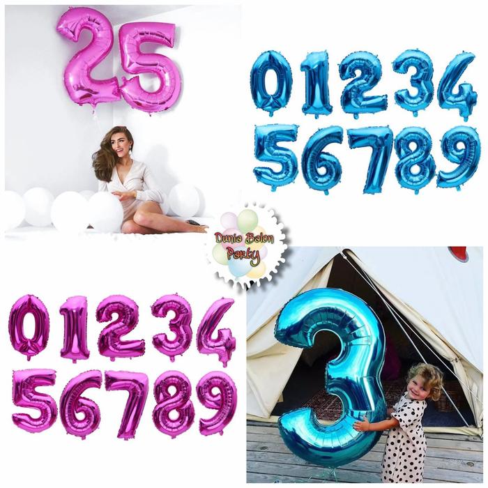 Jual Balon Foil Huruf dan Angka Besar 80cm ( Pink Biru Polos ) - biru ...