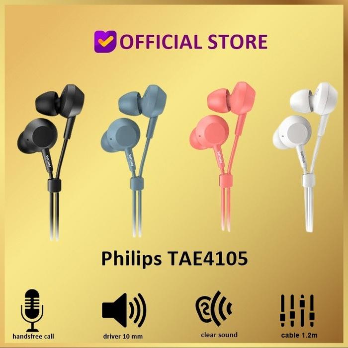 Jual Philips TAE4105 In-Ear Headphones Earphone Bass With Mic TAE 4105 ...