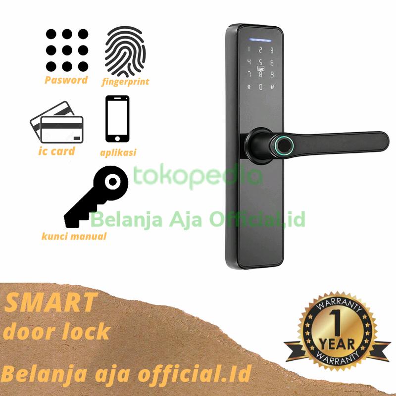smart home smart door lock handle pintu kunci digital fingerprint ...
