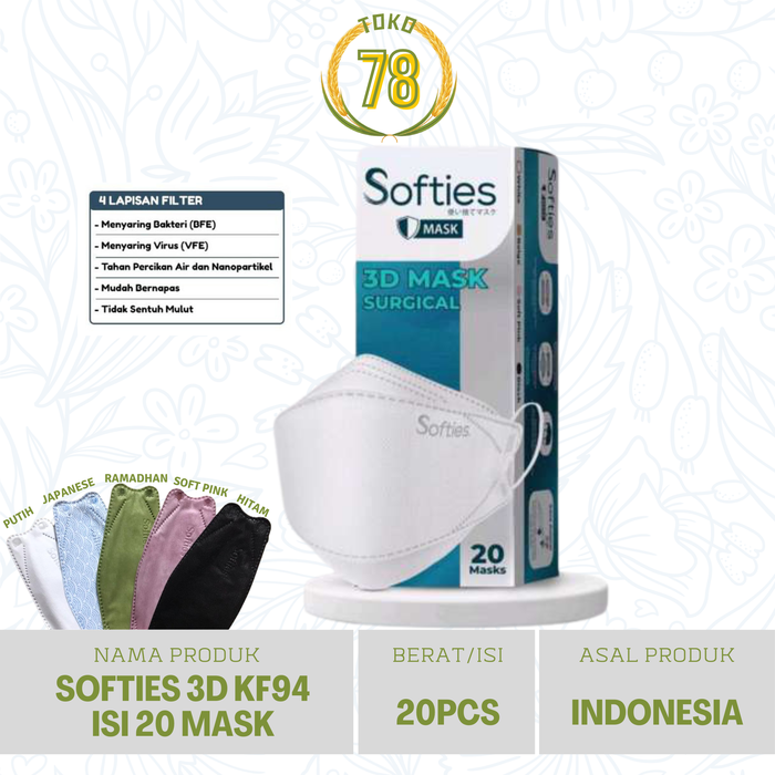 Jual Softies 3D Surgical Mask KF94 Masker Medis 4 Lapis Filter 99% VFE ...