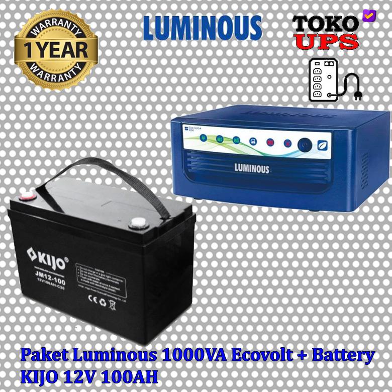 Long Backup UPS Luminous Ecovolt 1000VA + Battery 12V 100AH - Shop ...