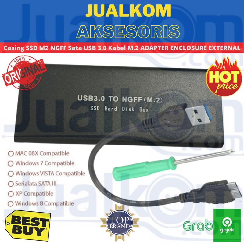 Casing SSD M2 NGFF Sata USB 3.0 Kabel M.2 ADAPTER ENCLOSURE EXTERNAL ...