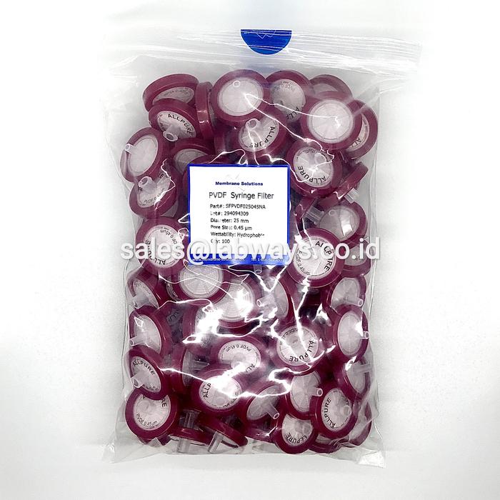 Jual Hydrophilic PVDF Syringe Filter 0.45 um 25 mm - Kab. Tangerang ...