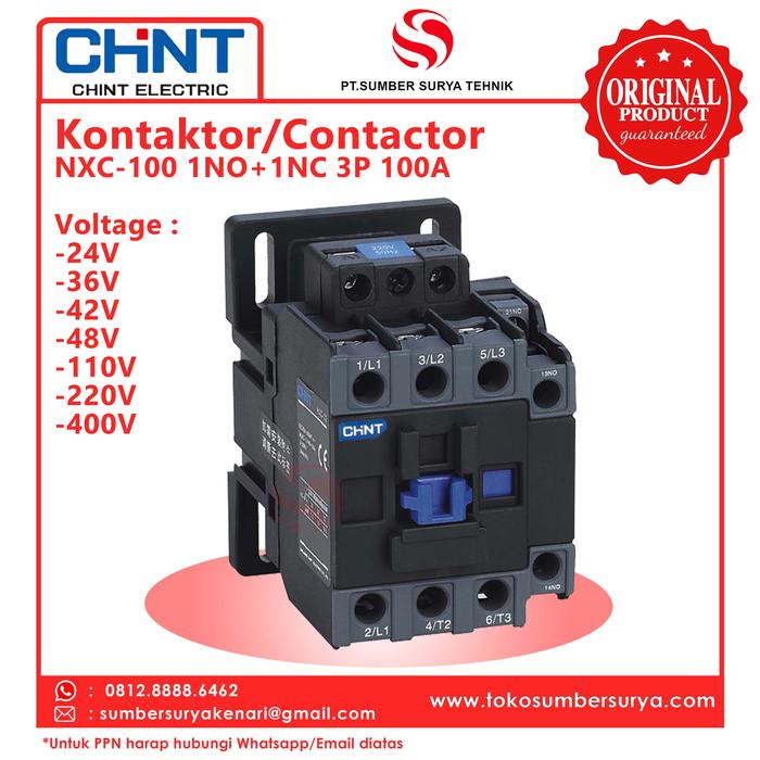 Jual Kontaktor / Contactor NXC-100 / NXC100 3P 100A 45kW CHINT - 110V ...