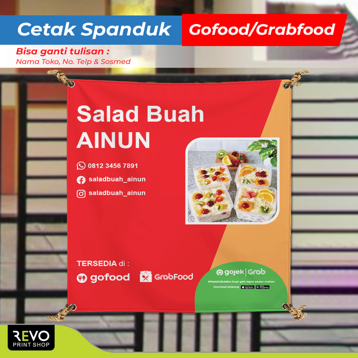Jual Spanduk Gofood Grabfood / Spanduk Resto / Spanduk GoJek /Banner ...