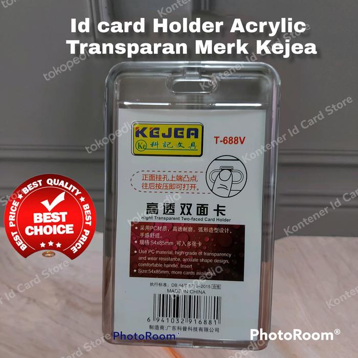 Jual Id Card Holder Acrylic Transparant Kejea Name Tag Id Card Holder ...