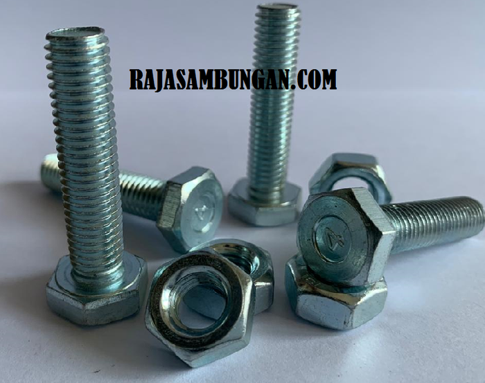Jual Bolt Nut Galvanis m 6 x 1 cm Pengencang Furniture Besi Putih kunci ...