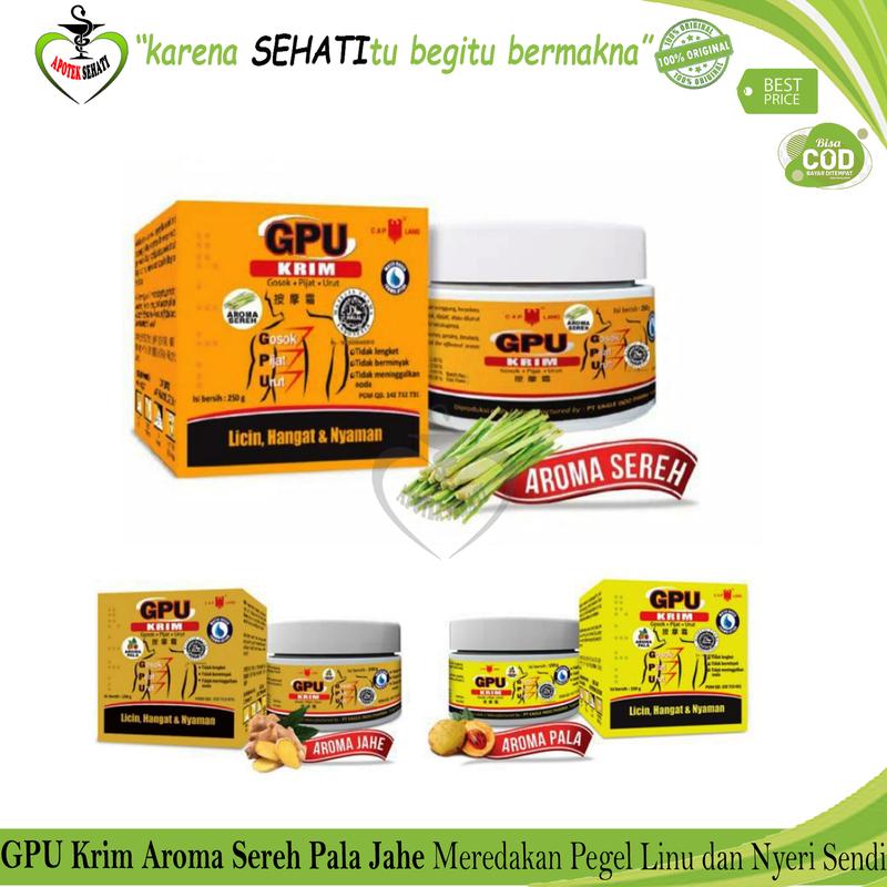 GPU Cream Cap Lang Sereh Jahe Pala Krim Gosok Pijat Urut - Shop | Tokopedia