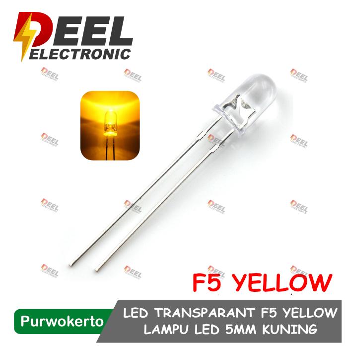 LED 5MM TRANSPARANT YELLOW KUNING LAMPU LED F5 BENING KUNING LED DIODE ...
