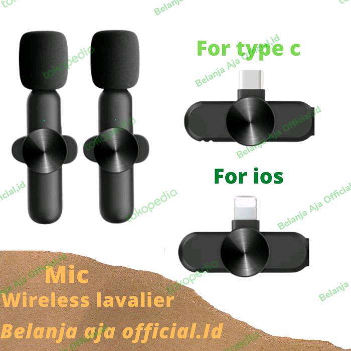 Jual mic wireless clip on smartphone microphone lavalier vlogger ...