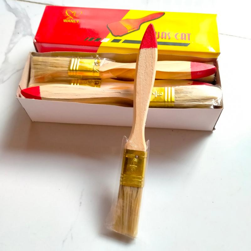 kuas cat 3/4 inchi kuas gagang kayu harga 1 lusin kuas 3/4 1 - Shop ...