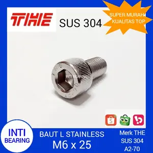BAUT L STAINLESS M6 x 20 MERK THE M6x20 SS SUS 304 HEX SOCKET HEAD CAP ...