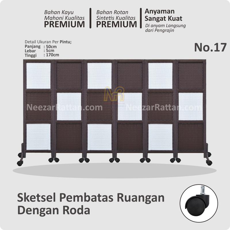 Sketsel no 17 Partisi pembatas penyekat Ruangan pintu PAKAI RODA - Shop ...