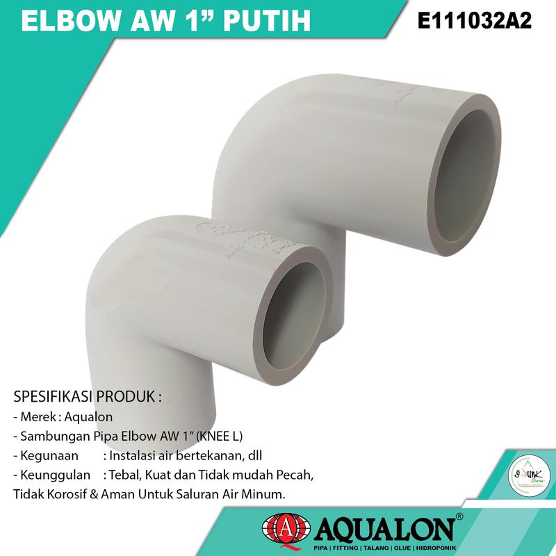 sambungan pipa PVC ELBOW AW 1" DAN 1/2" (KNEE L) PUTIH -AQUALON - Shop ...