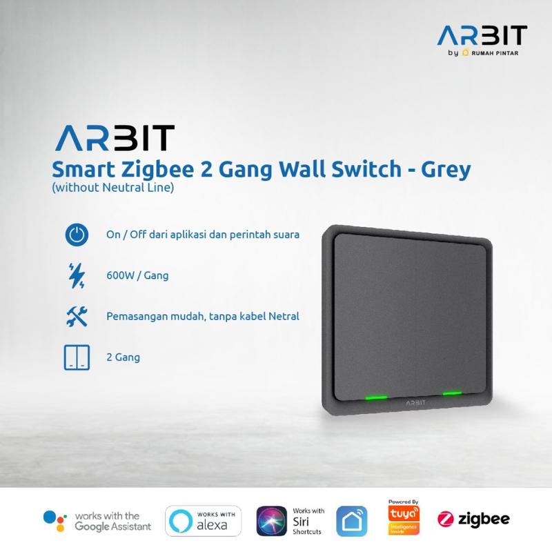 Arbit Smart ZigBee Wallswitch 2 Gang Without Neutral line - Grey - Shop ...