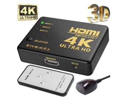 Hdtv switch 3 port 4k uhd remote uh-301-switcher hdmi 3 input 1 output ...