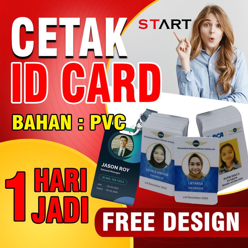 CUSTOM ID CARD 1 SISI 2 SISI BAHAN PVC FREE DESIGN - Shop | Tokopedia