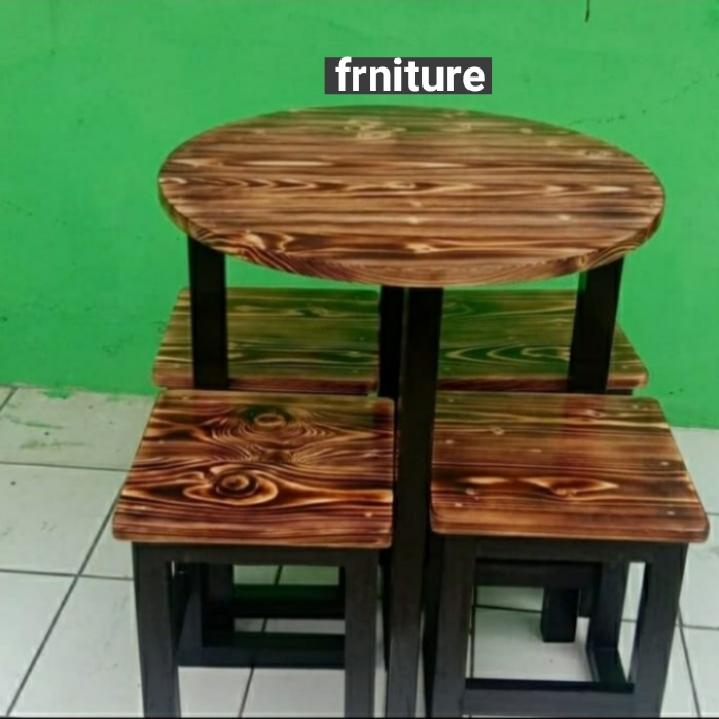 meja set cafe bulat size 70x70x75 kursi 30x30x50 - Shop | Tokopedia