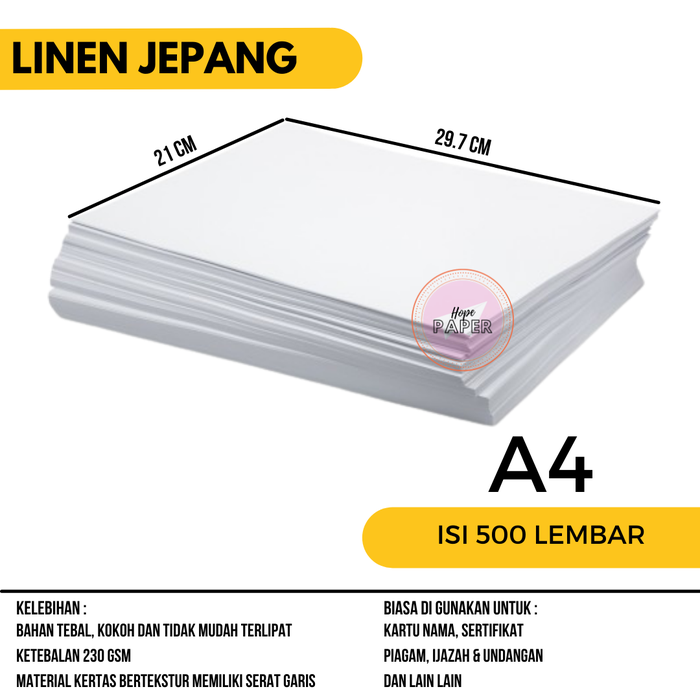 Jual Kertas Linen A4 Jepang 230 gsm Isi 500 lembar / Kertas Linen ...