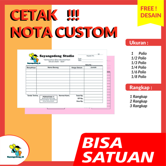 Jual Nota Bon Faktur Surat Jalan Kwitansi CUSTOM - BISA SATUAN - 2ply ...