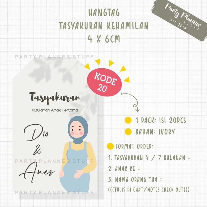 Jual Hangtag souvenir ucapan tasyakuran kehamilan 7 bulanan 4 bulanan ...