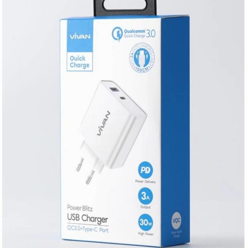 Charger Vivan Power Blitz 3A 30W Free Kabel Type-C - Shop | Tokopedia