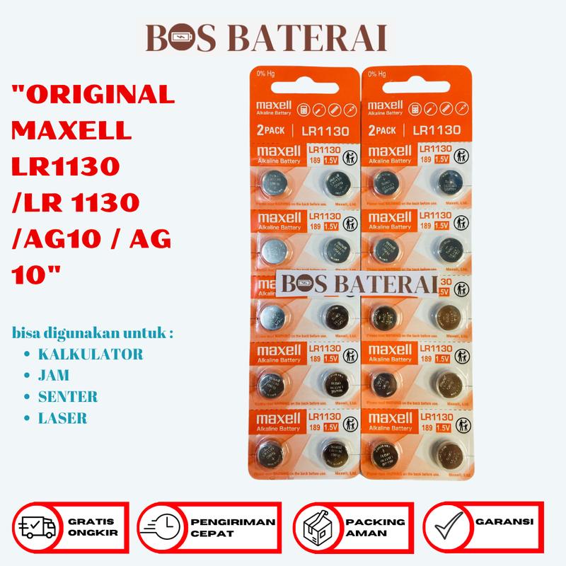 ORIGINAL MAXELL LR1130 /LR 1130 /AG10 / AG 10 BATRE BATERAI BATTERY ...