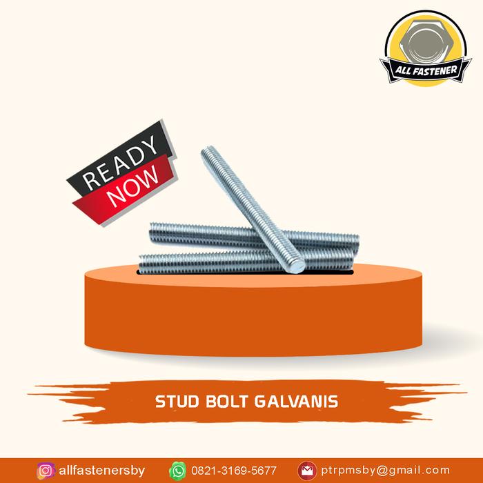 Jual STUD BOLT GALVANIS (PUTIH), M10 X 1000MM (AS DRAT / FULL DRAT ...