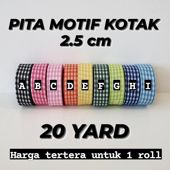 Jual PITA MOTIF KOTAK 2.5 CM 1 INCH 20 YARD / PITA HAMPERS KADO ...