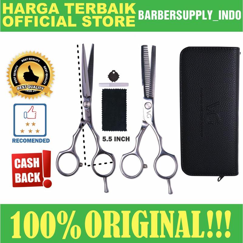 GUNTING POTONG RAMBUT SET BARBER SALON STAINLESS CHOME V&G 5,5 - Shop ...