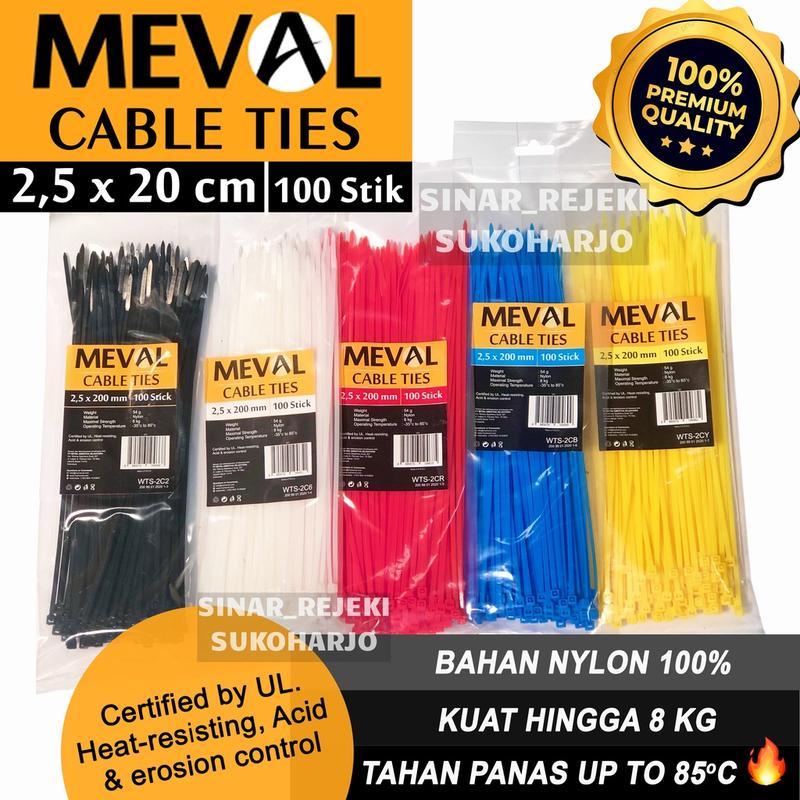 MEVAL KABEL TIES CABLE TIE 2.5x200MM / 20CM 2.5 KABEL TIS - Shop ...