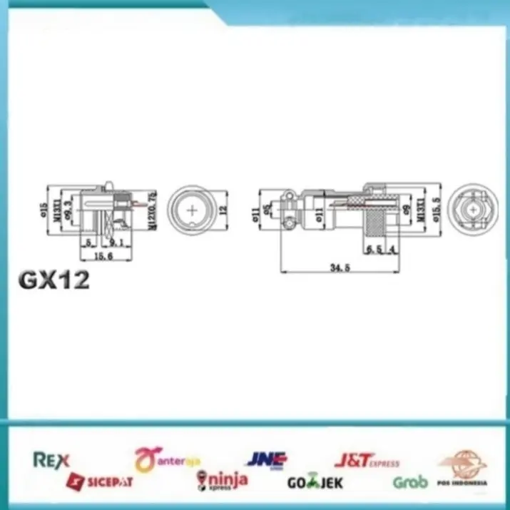 Aviation Connector Plug CB GX12 12 Mili Set Male Female - Shop | Tokopedia