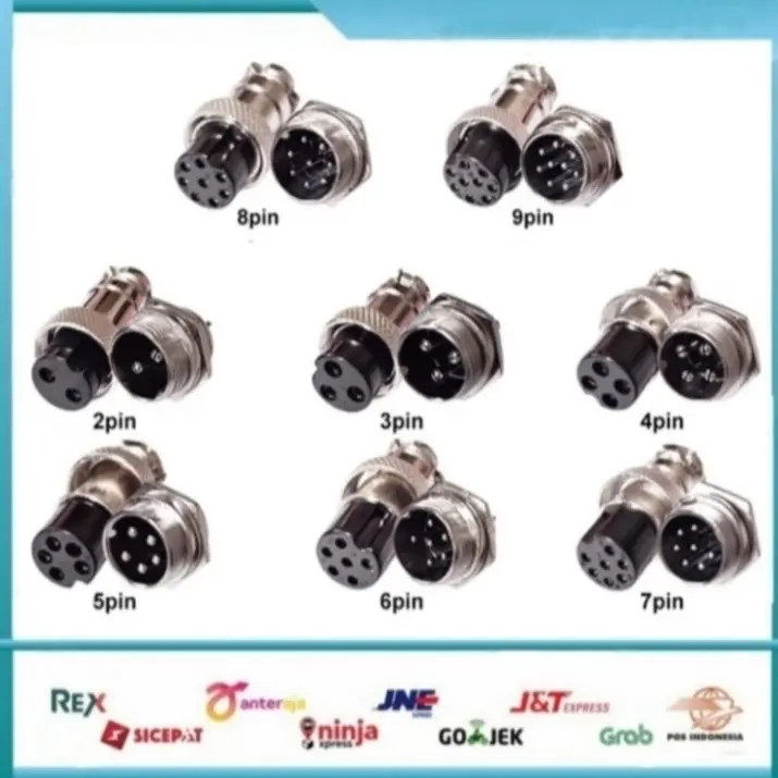 Aviation Connector Plug CB GX12 12 Mili Set Male Female - Shop | Tokopedia