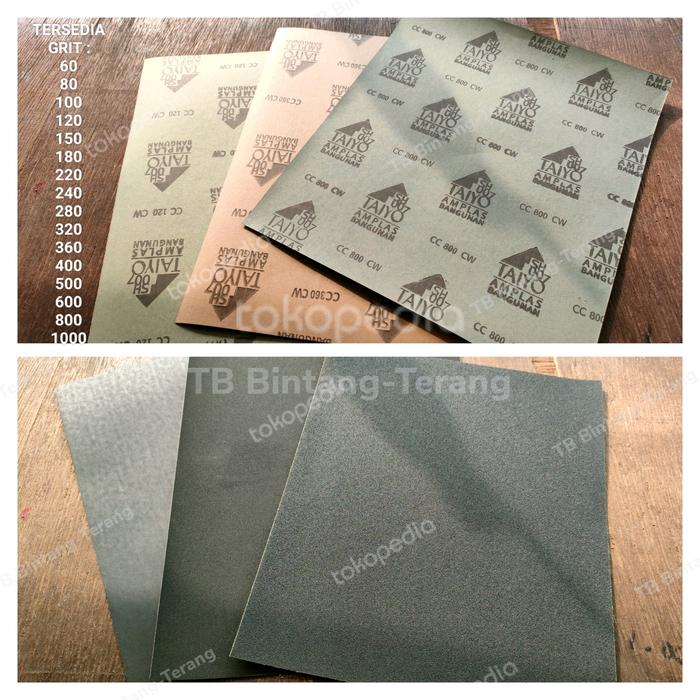 Jual AMPLAS BANGUNAN LEMBARAN TAIYO GRIT 60 - 1000 BERKUALITAS - GRIT ...
