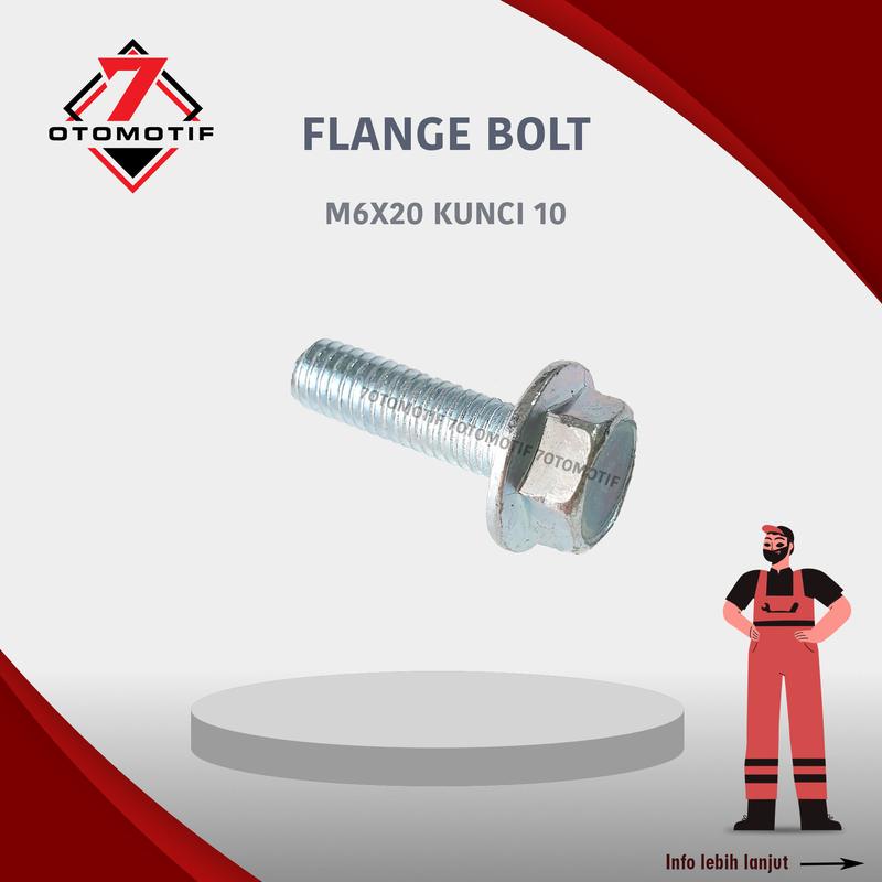 Baut Topi Flange Bolt M6x20 Kunci 10 - Shop | Tokopedia