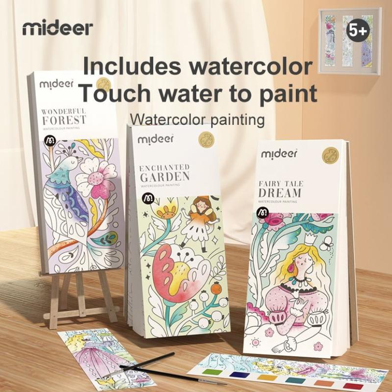 Mideer Watercolor painting book colouring buku cat air mewarnai - Shop | Tokopedia