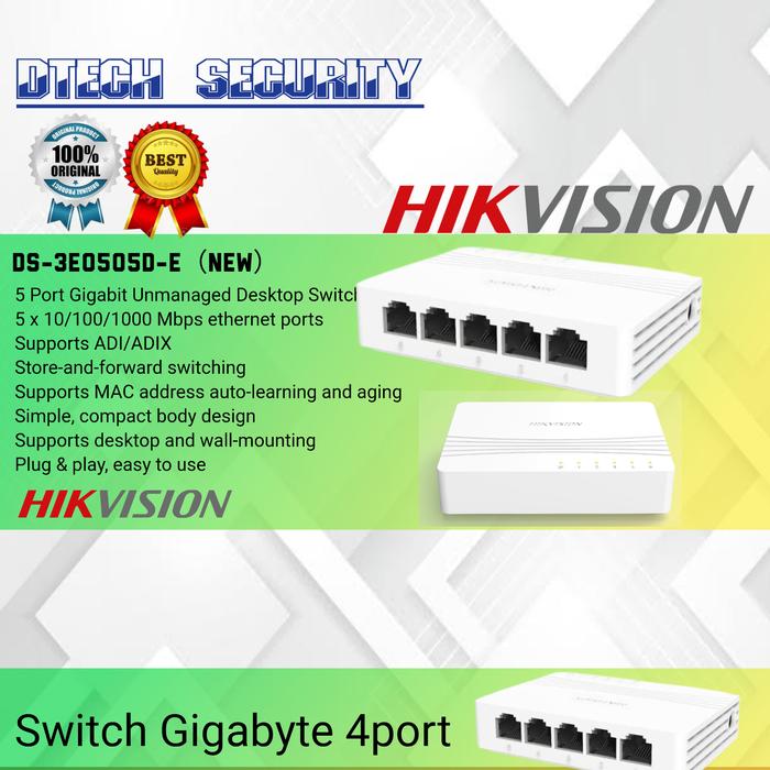 Jual Switch Hub 5 Port Gigabite Hikvision DS-3E0505D-O/Hub gigabyte 5 ...