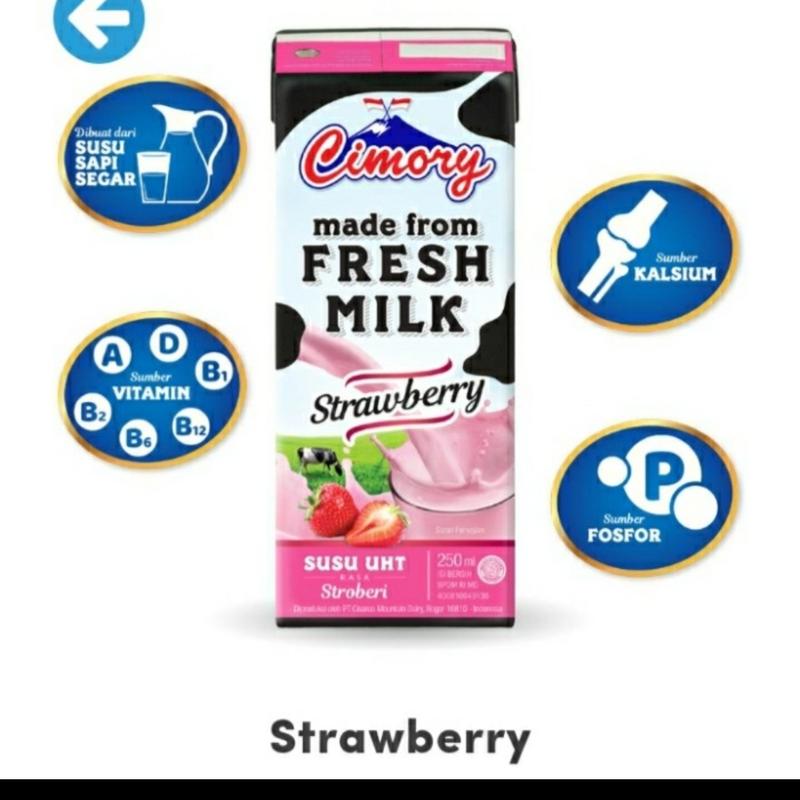 susu cimory uht fresh milk 250ml strawberry - Shop | Tokopedia