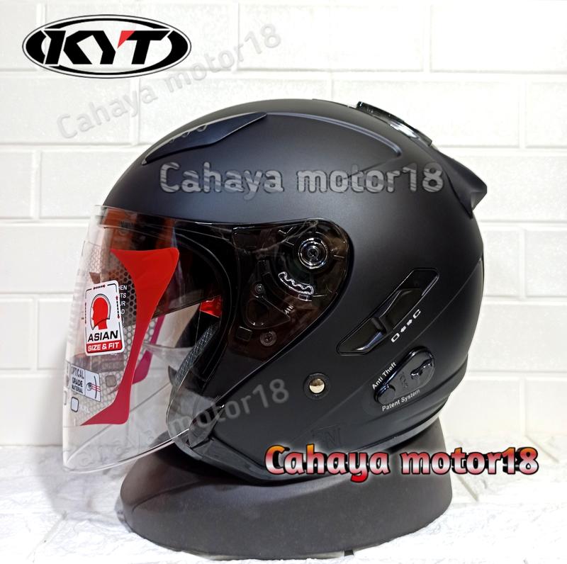 HELM KYT GALAXY FLAT R BLACK DOF|GALAXI HITAM DOP| HALF FACE - Shop | Tokopedia