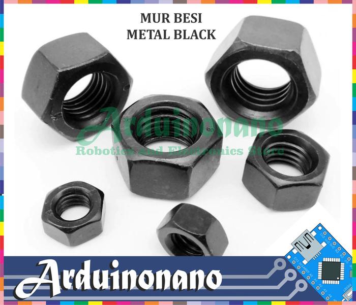 Jual NUT MUR HOLE 3MM 3 MM HEX HEXAGONAL BESI METAL BLACK COLOR HITAM ...