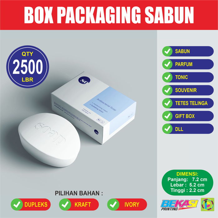 Jual 7.5x5.2x2.2 cm Dus Kemasan Packaging Box Kotak Sabun Herbal 55 ...