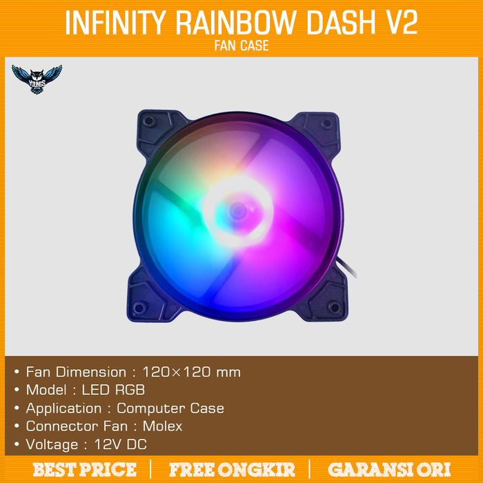 Jual Fan Case 12CM Infinity Rainbow Dash V2 RGB LED Fan Casing 120mm ...
